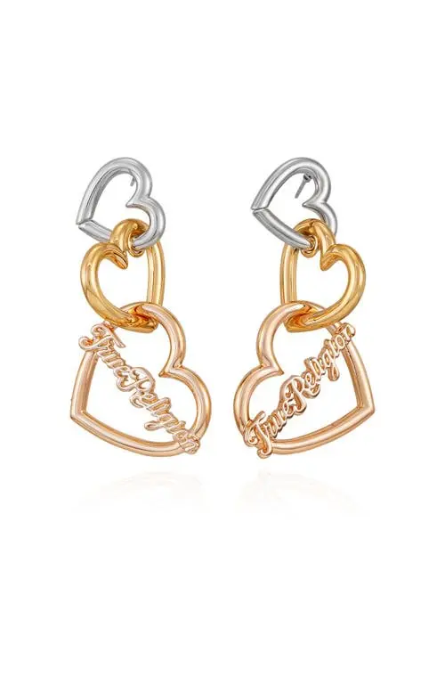 True Religion Linked Heart Linear Earrings