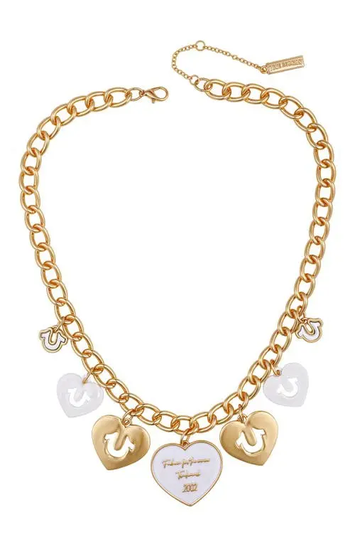 True Religion Charmy Heart Necklace - Goldtone