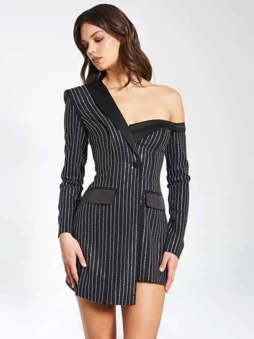 MISS CIRCLE NEW YORK Rhinestone Crystal Blazer Dress
