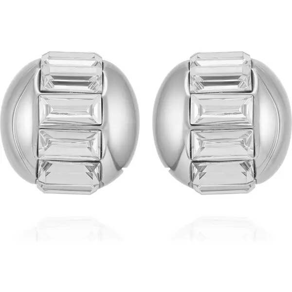 Vince Camuto Baguette Crystal Stud Earrings - Silver Tone