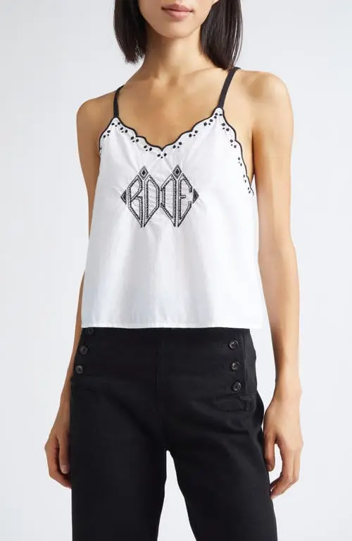 BODE Diamond Monogram Cotton Poplin Tank - White