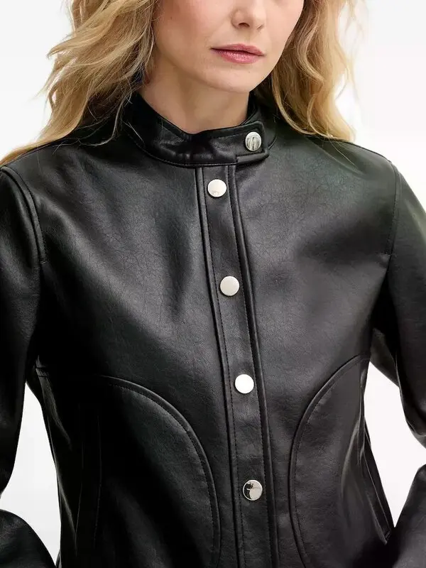 Sisley Button-fastening Leather Jacket