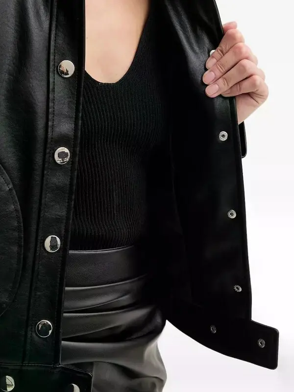 Sisley Button-fastening Leather Jacket