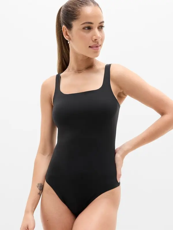 Athleta Bodymove Square Neck Bodysuit - Black