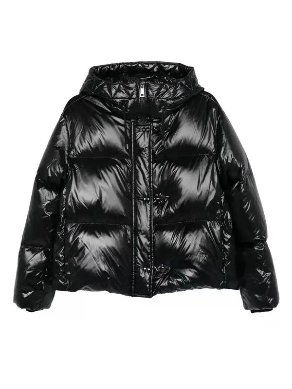 FAY Quilted High-neck Coat - Black