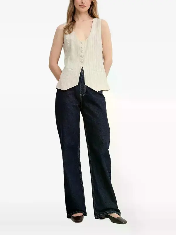 HOSS INTROPIA Pinstripe Button Top