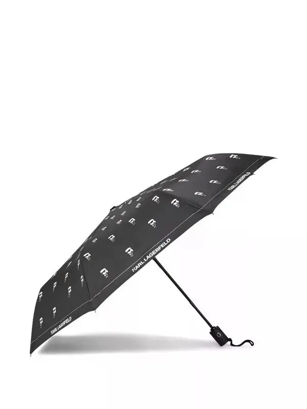 Karl Lagerfeld Small Ikon-print Umbrella - Black