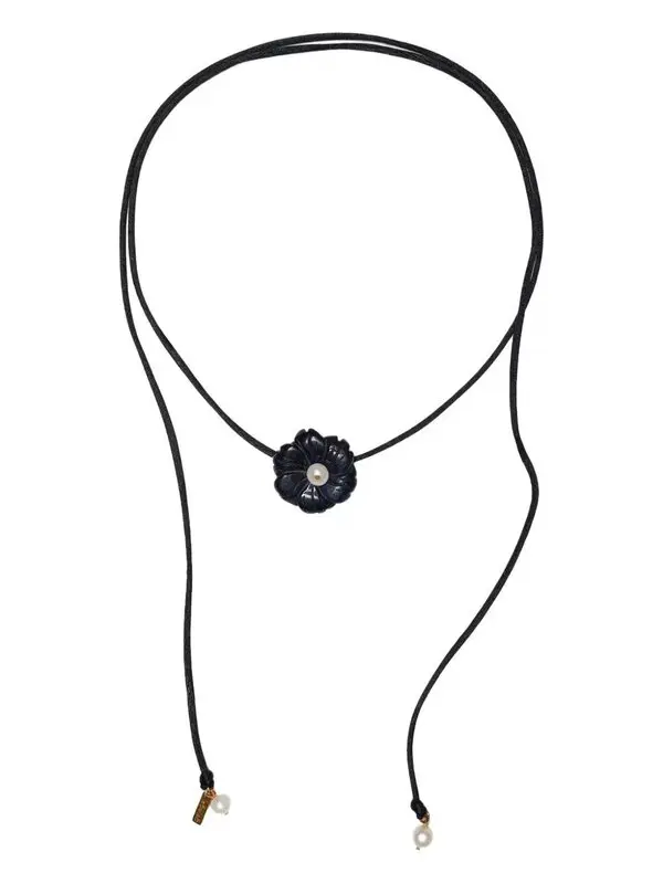 LABELLED JEWELLERY Flower-embellished Necklace - Black