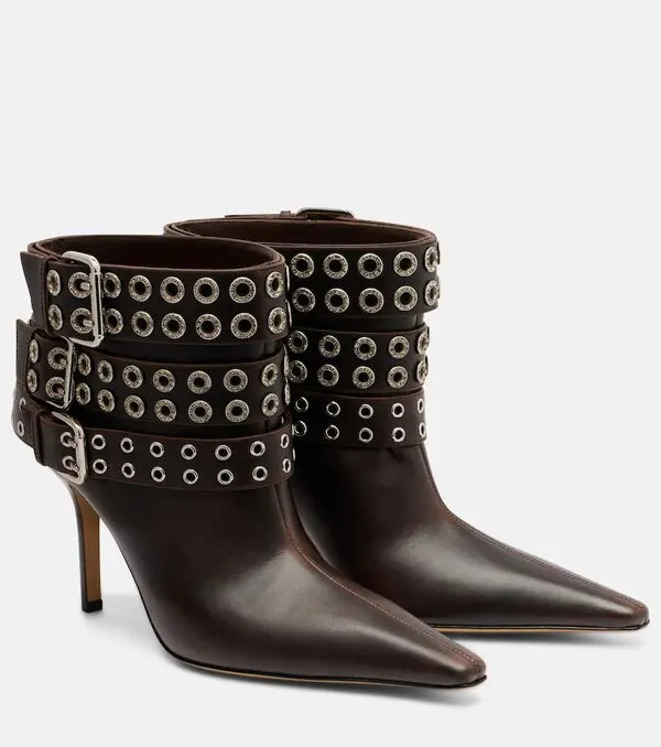 Mach & Mach Buckle Belt 95 Leather Ankle Boots