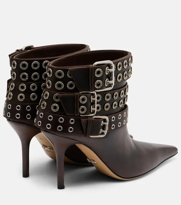 Mach & Mach Buckle Belt 95 Leather Ankle Boots