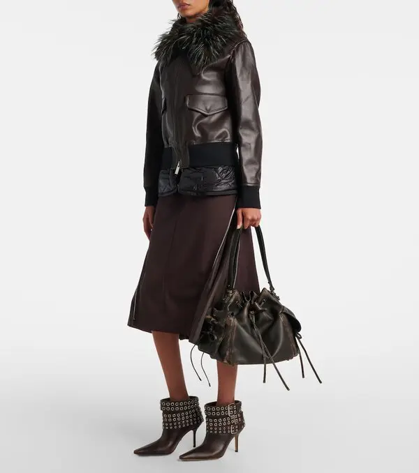 Mach & Mach Leather Ankle Boots With Buckle And Eyelet Detailing
