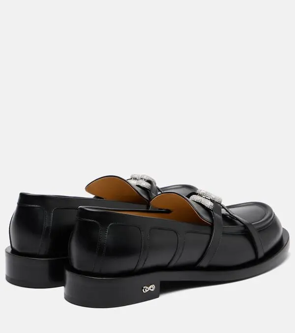 Mach & Mach Double Heart Leather Loafers