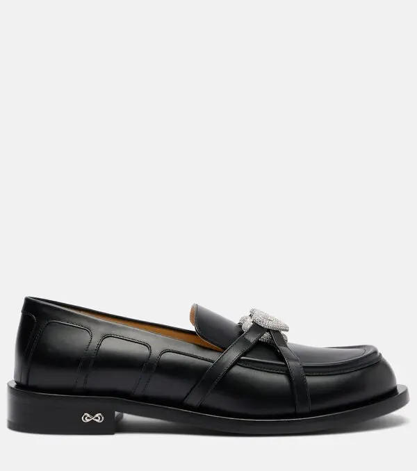 Mach & Mach Double Heart Leather Loafers