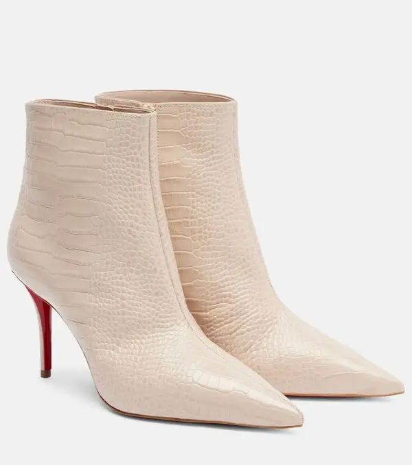 CHRISTIAN LOUBOUTIN Snake-effect Leather Ankle Boots