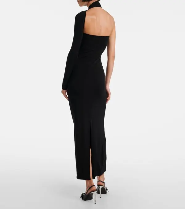 COURREGES Courrèges One-shoulder Crêpe Maxi Dress - Black