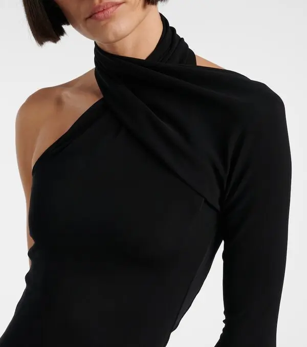 COURREGES Courrèges One-shoulder Crêpe Maxi Dress - Black