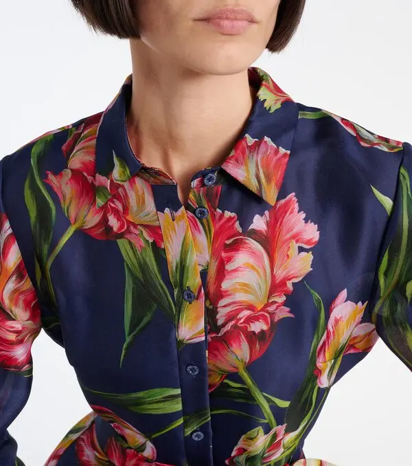 Carolina Herrera Floral Gazar Gown - Blue