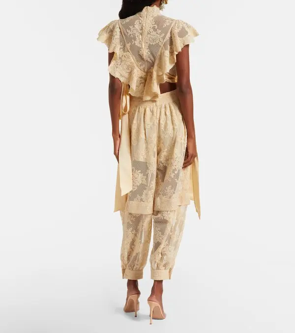Zimmermann Hypnotic Layered Lace Barrel-leg Pants
