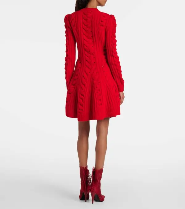 Alexander McQueen Cable-knit Wool And Cashmere Minidress