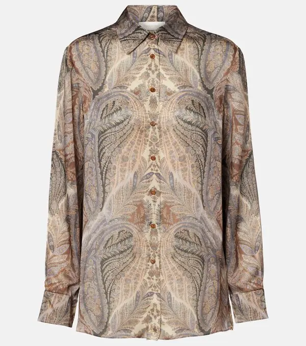 Zimmermann Hypnotic Paisley Silk Satin Shirt - Multicoloured