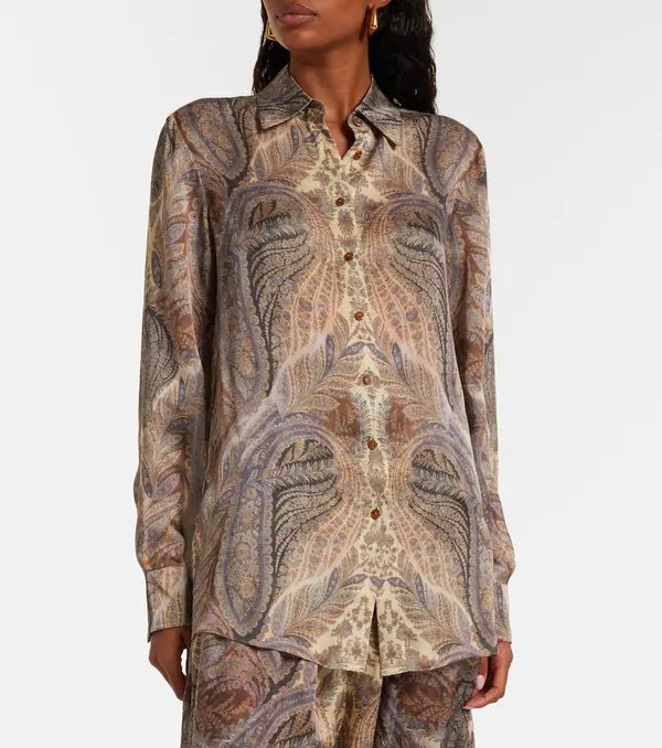 Zimmermann Hypnotic Paisley Silk Satin Shirt - Multicoloured