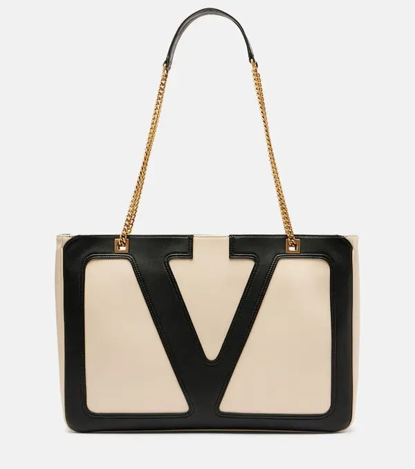 Valentino Garavani Viva Superstar Medium Leather Tote Bag - White