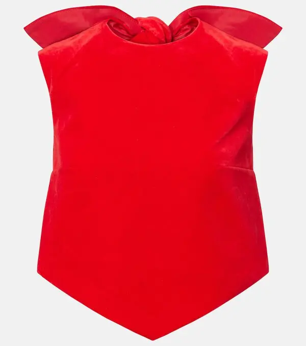PATOU Cotton Velvet Crop Top - Red
