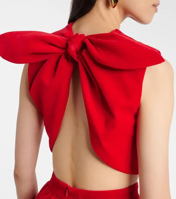 PATOU Cotton Velvet Crop Top - Red