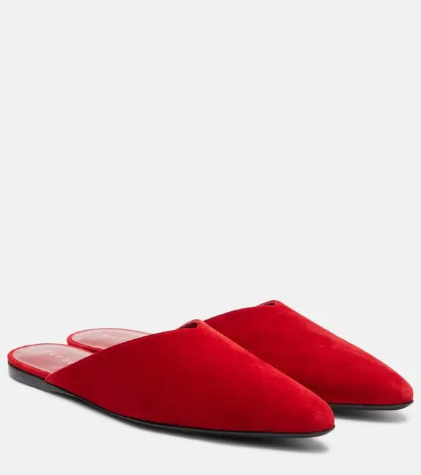 HERBERT LEVINE Homebody Suede Mules - Red