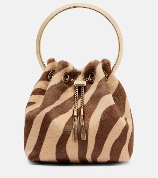 JIMMY CHOO Bon Bon Small Calf Hair Bucket Bag - Beige