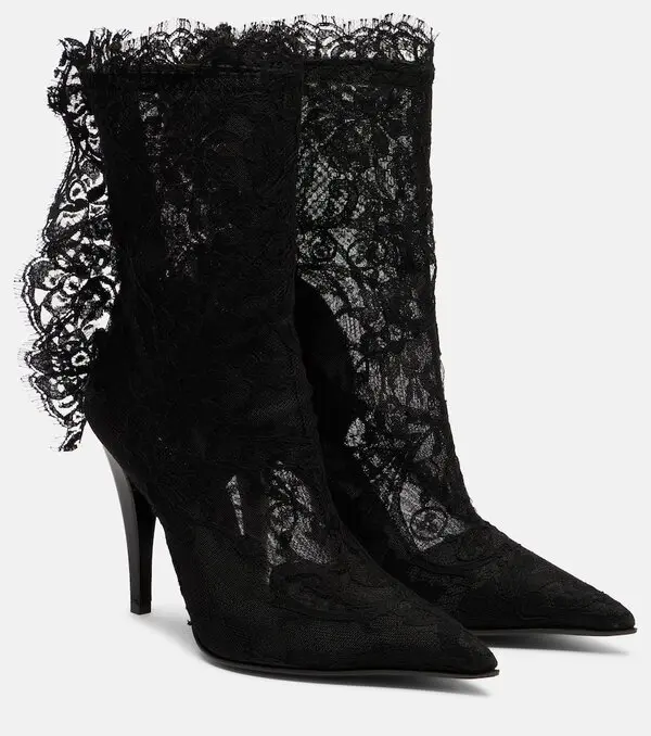 Alexander McQueen Heron 105 Lace Ankle Boots - Black