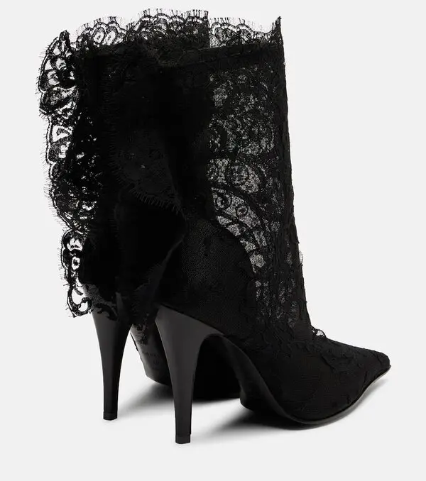 Alexander McQueen Heron 105 Lace Ankle Boots - Black