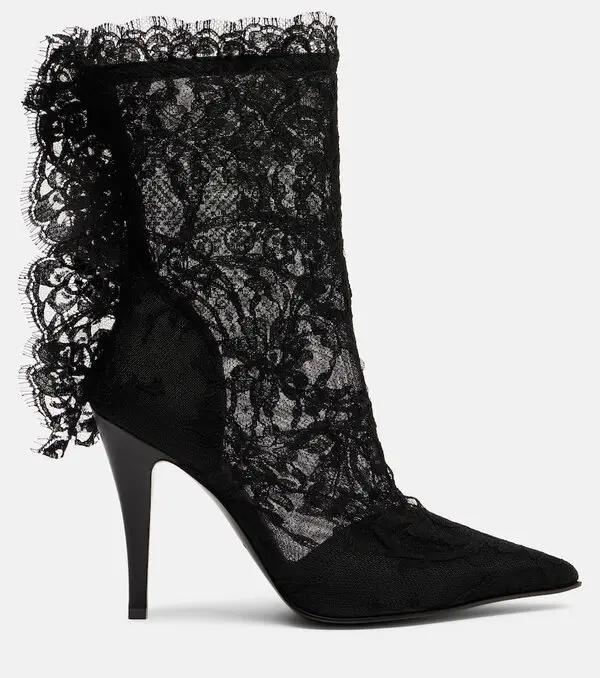 Alexander McQueen Heron 105 Lace Ankle Boots - Black