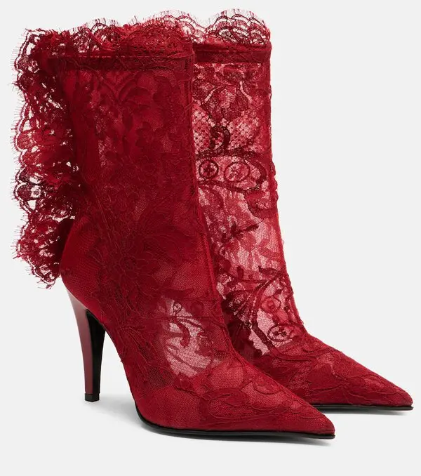 Alexander McQueen Heron 105 Lace Ankle Boots - Red