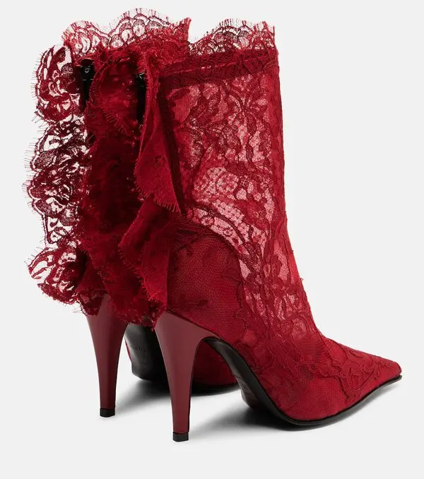 Alexander McQueen Heron 105 Lace Ankle Boots - Red