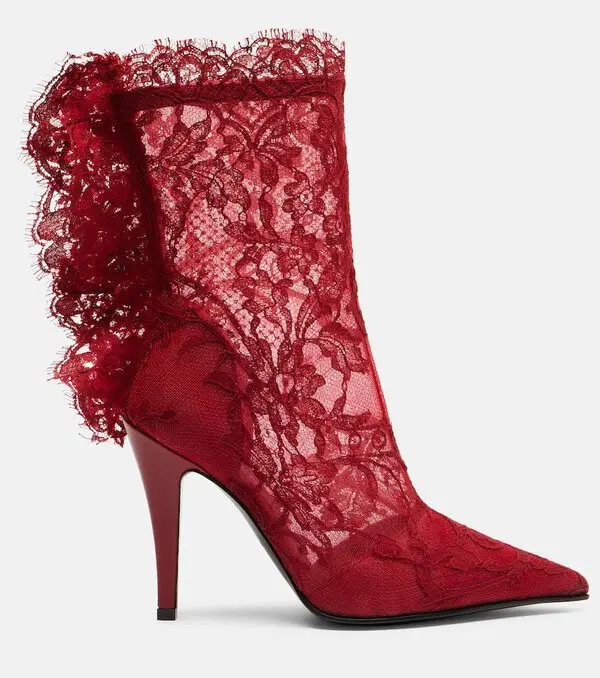 Alexander McQueen Heron 105 Lace Ankle Boots - Red