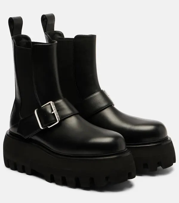 Alexander McQueen Sofa Buckle Leather Ankle Boots