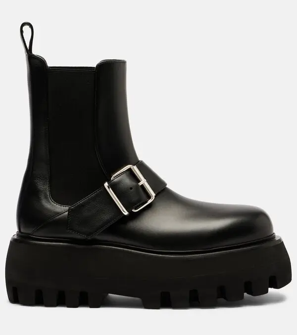 Alexander McQueen Sofa Buckle Leather Ankle Boots