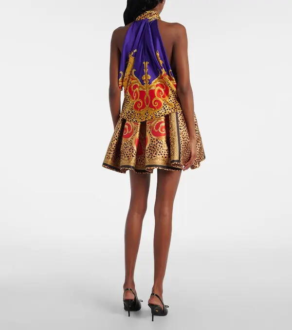 Versace Bow-detail Printed Silk Satin Top - Multicoloured