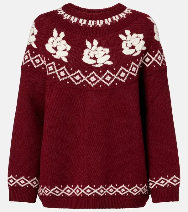 Magda Butrym Fair Isle Wool Sweater - Burgundy