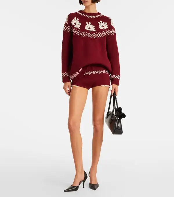 Magda Butrym Fair Isle Wool Sweater - Burgundy