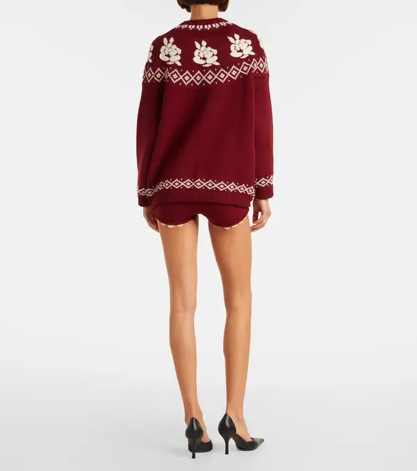 Magda Butrym Fair Isle Wool Sweater - Burgundy