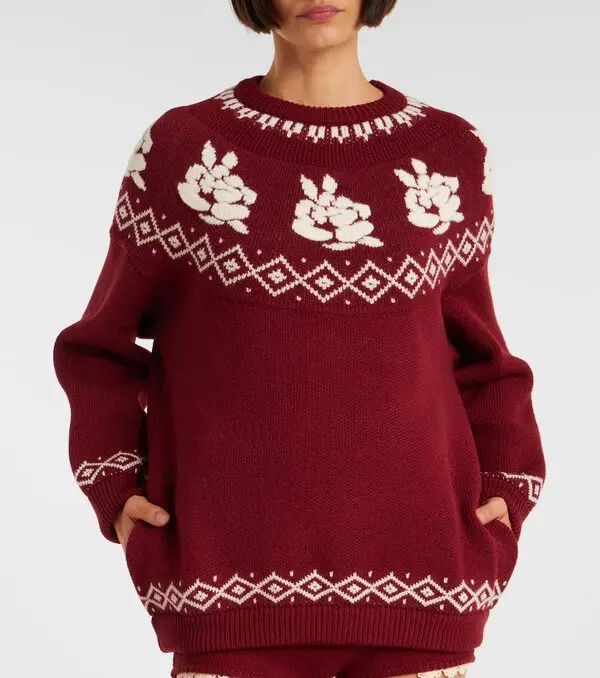 Magda Butrym Fair Isle Wool Sweater - Burgundy