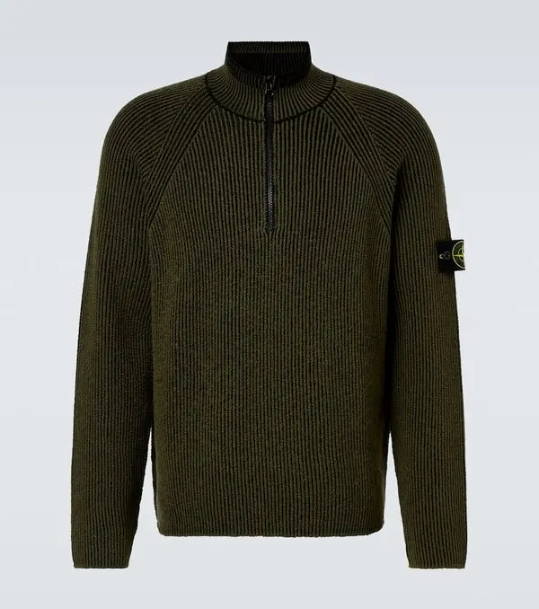 Stone Island Compass Wool And Cotton-blend Sweater