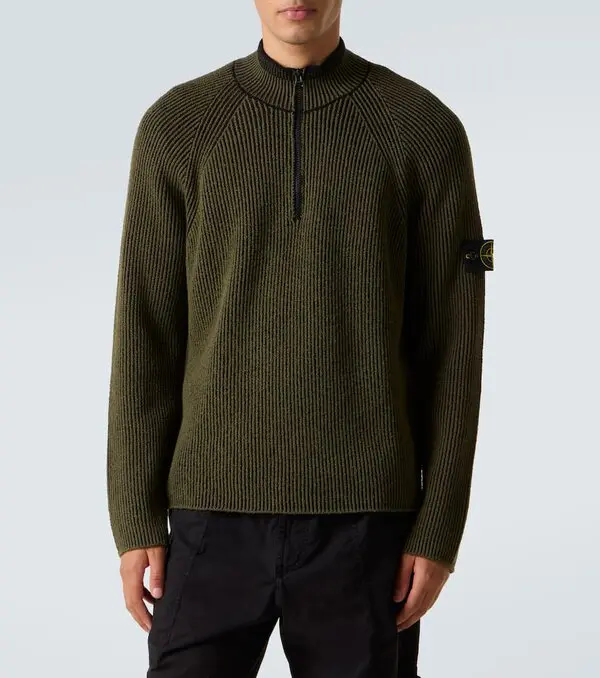 Stone Island Compass Wool And Cotton-blend Sweater