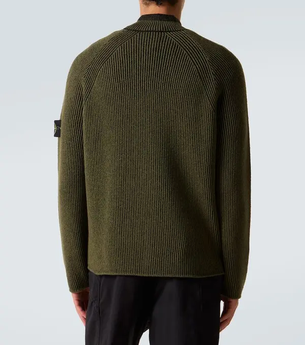 Stone Island Compass Wool And Cotton-blend Sweater