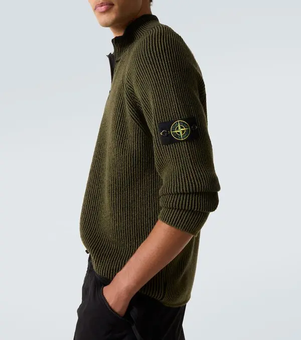 Stone Island Compass Wool And Cotton-blend Sweater