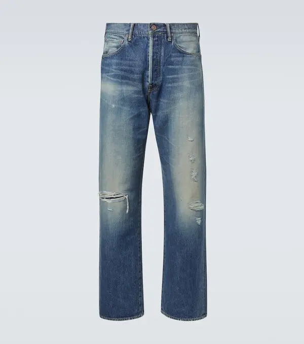 Visvim Social Sculpture 01 Distressed Straight Jeans - Blue