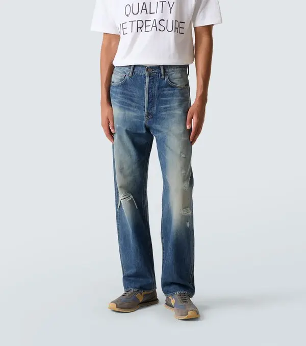 Visvim Social Sculpture 01 Distressed Straight Jeans - Blue