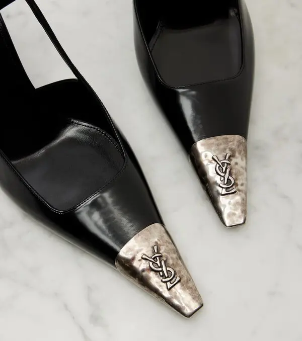 Saint Laurent Jeanne 90 Leather Slingback Pumps